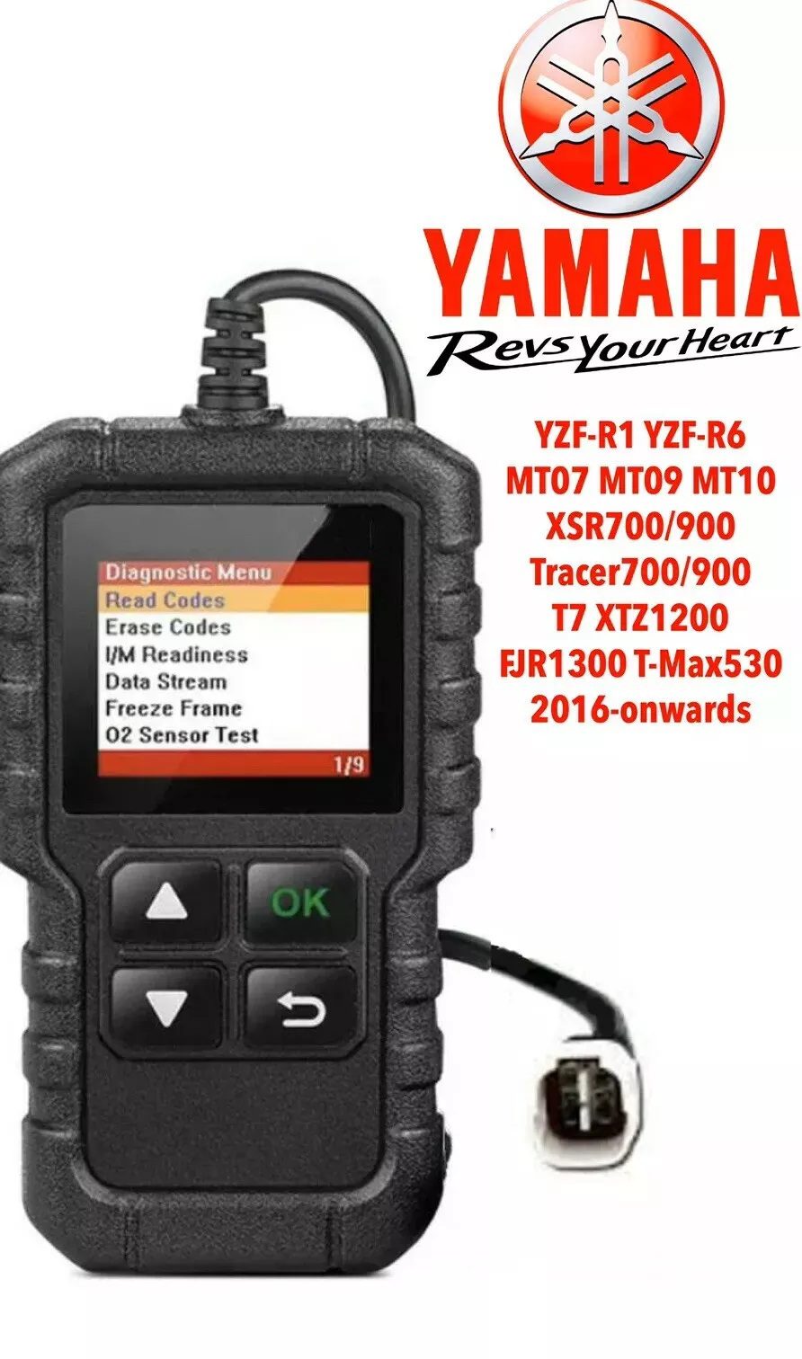 OBD2 fault code scanner 4-pins diagnostic tool MT10 MT09 XSR900 R1 R6 MT07 - www.jmraceradiators.com